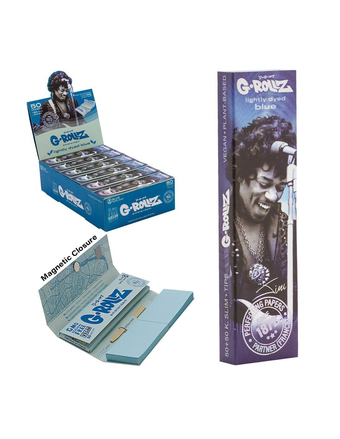 G ROLLZ PAPEL KING SIZE BLUE JIMI HENDRIX 50 + 50 TIPS