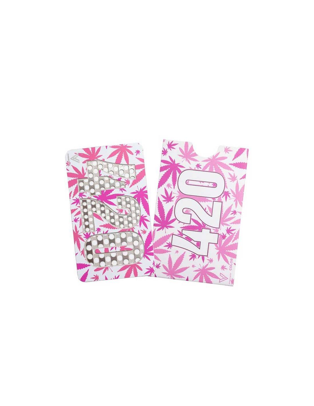 GRINDER CARD 420 LEAVES PINK